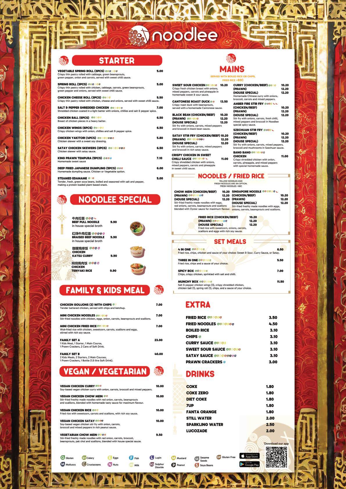 Menu at NOODLEE-Mahon restaurant, Cork, Unit 12 Ave de Rennes