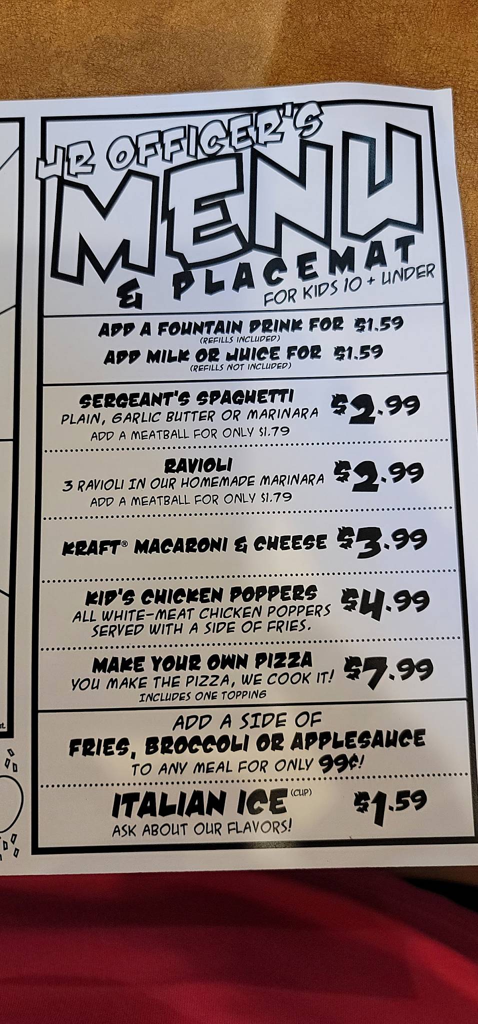 Menu at NYPD Pizzeria At The Villages, The Villages