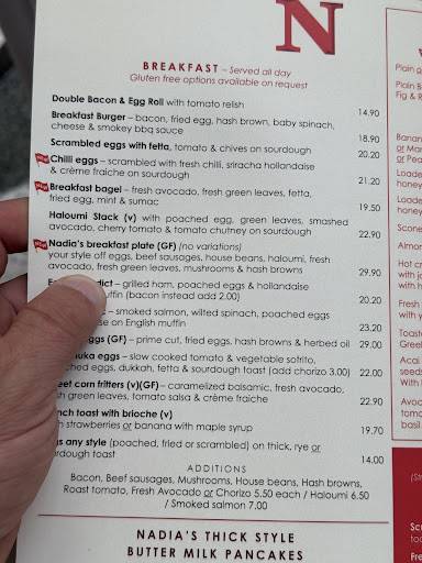Menu at Nadia's Cafe Penrith, Penrith
