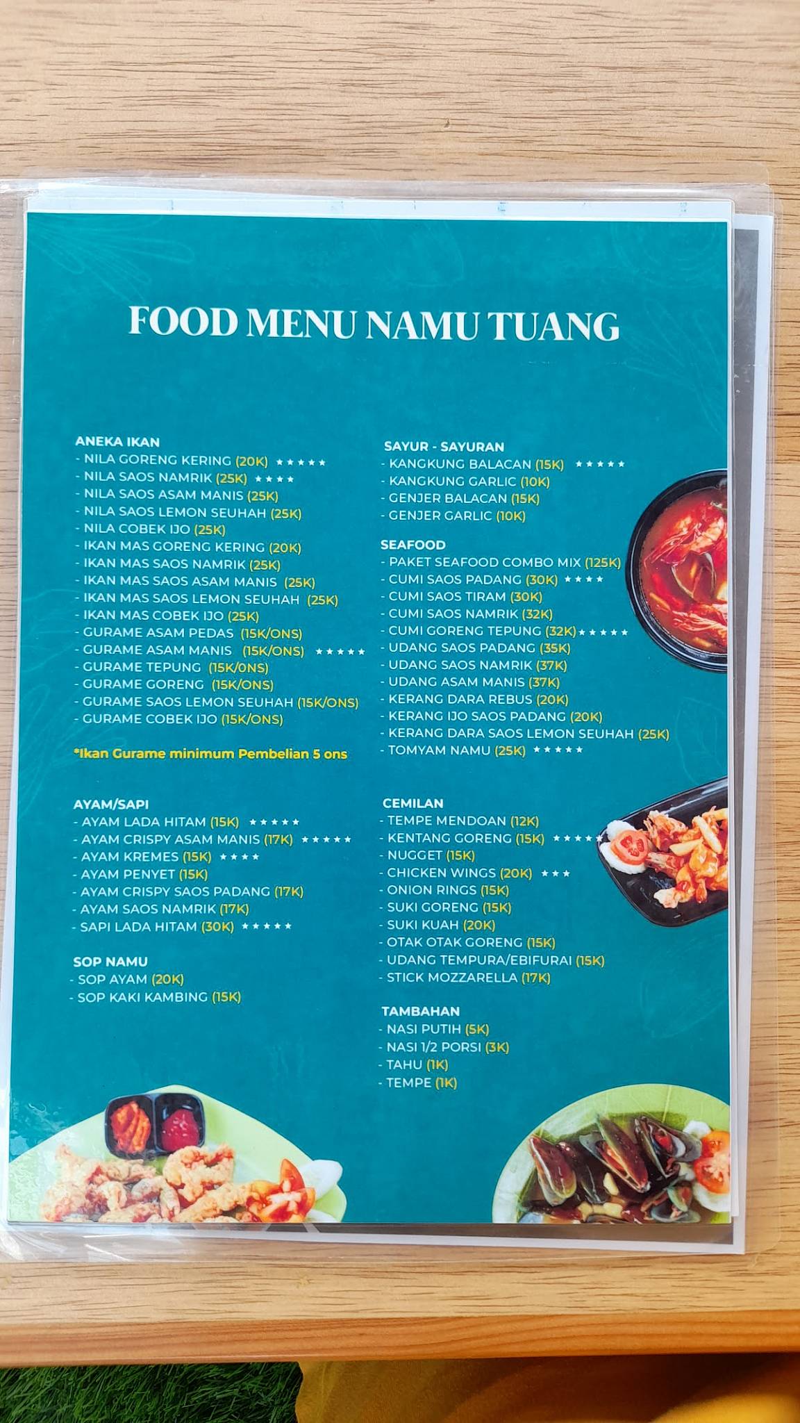 Menu at Namu Tuang Cafe and Resto, Sukaresmi
