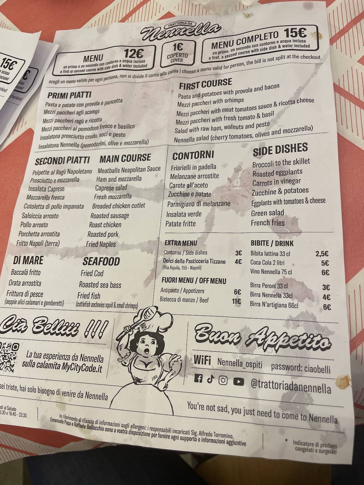 Menu at Gino e Toto Sorbillo pizzeria, Naples, Via dei Tribunali