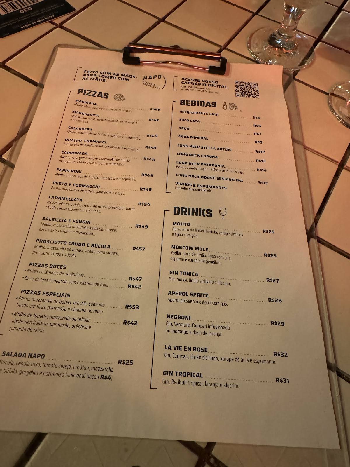 Menu em Napo restaurante, Santa Maria