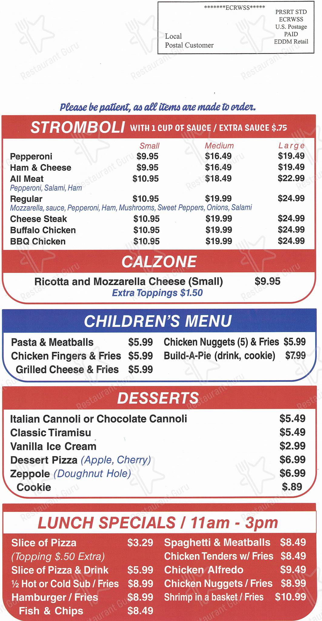 Menu at DeAngelo's Neapolitan Italian Eatery pizzeria, Haines City