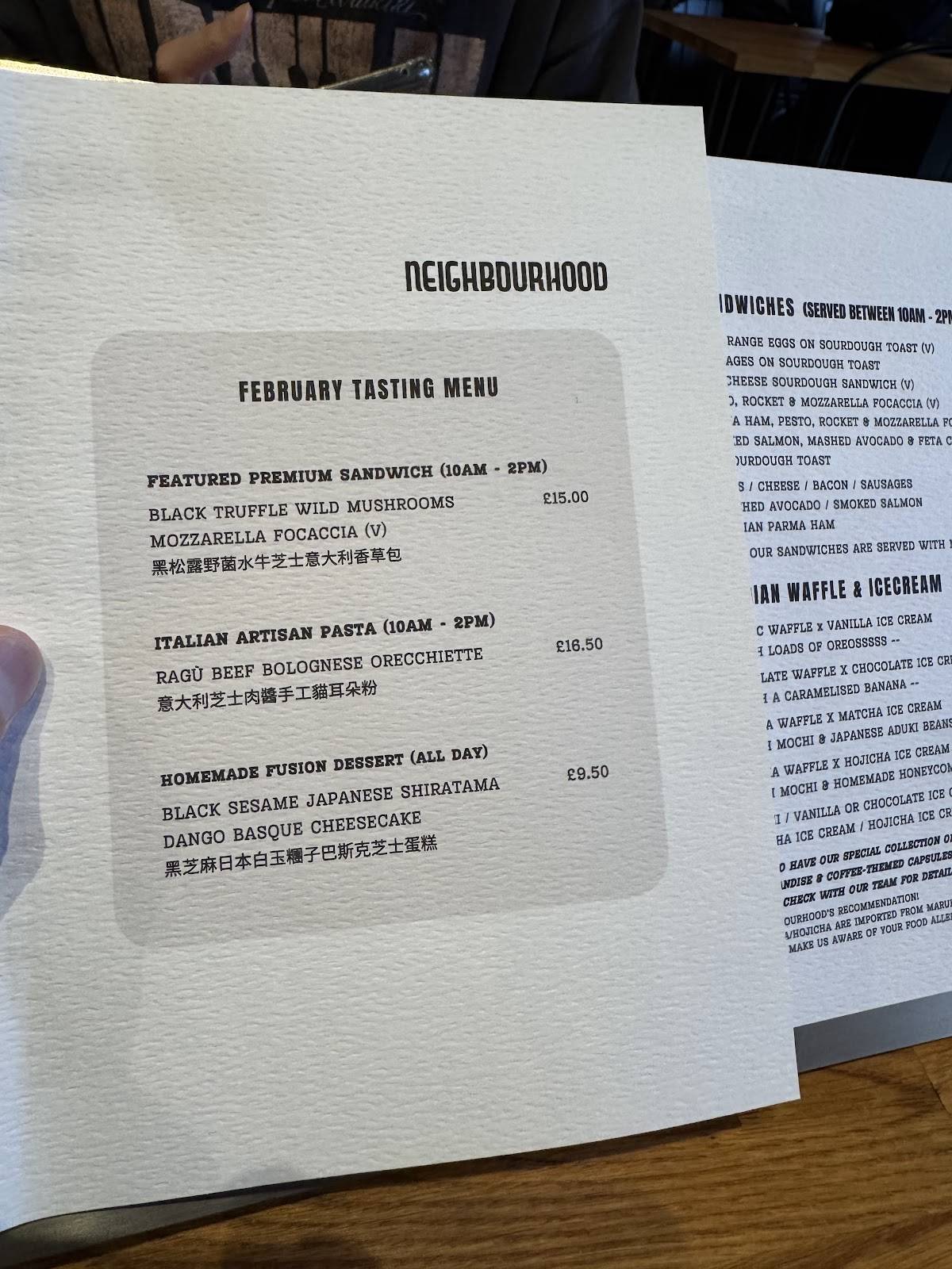 Menu at Neighbourhood Café cafe, Altrincham