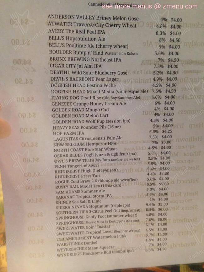 Menu at Back Door Tavern pub & bar, New Brighton