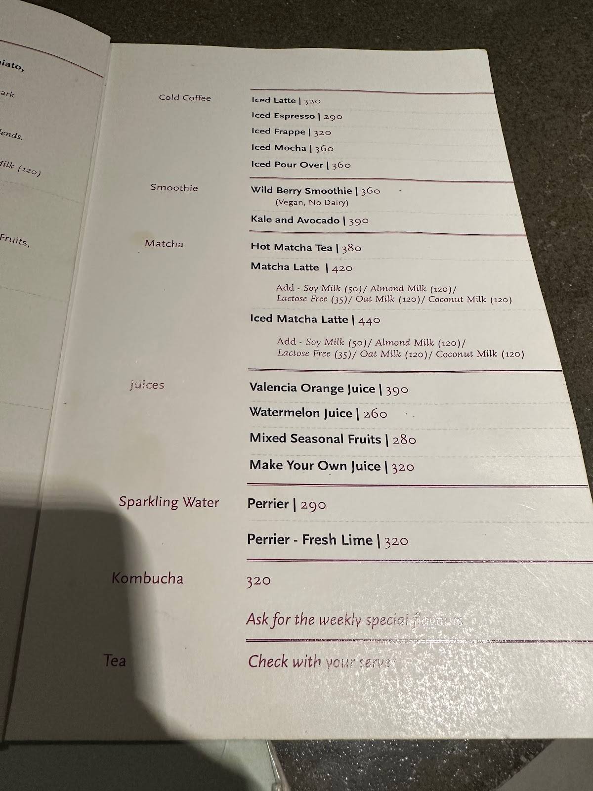 Menu at Fig at Malcha, New Delhi, 3/48, Malcha Marg, Market, Dharam Marg