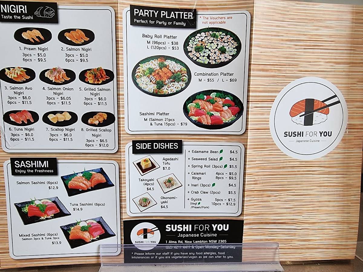 Menu at Mizumi Newlambton restaurant, New Lambton