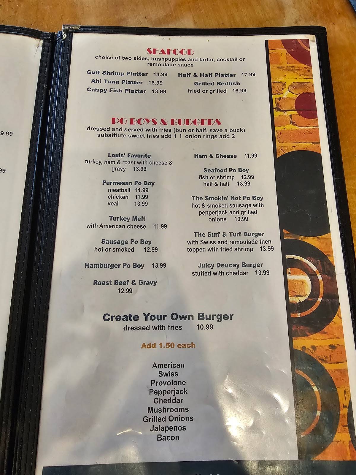 Menu at Bonnie C's Cafe, Slidell