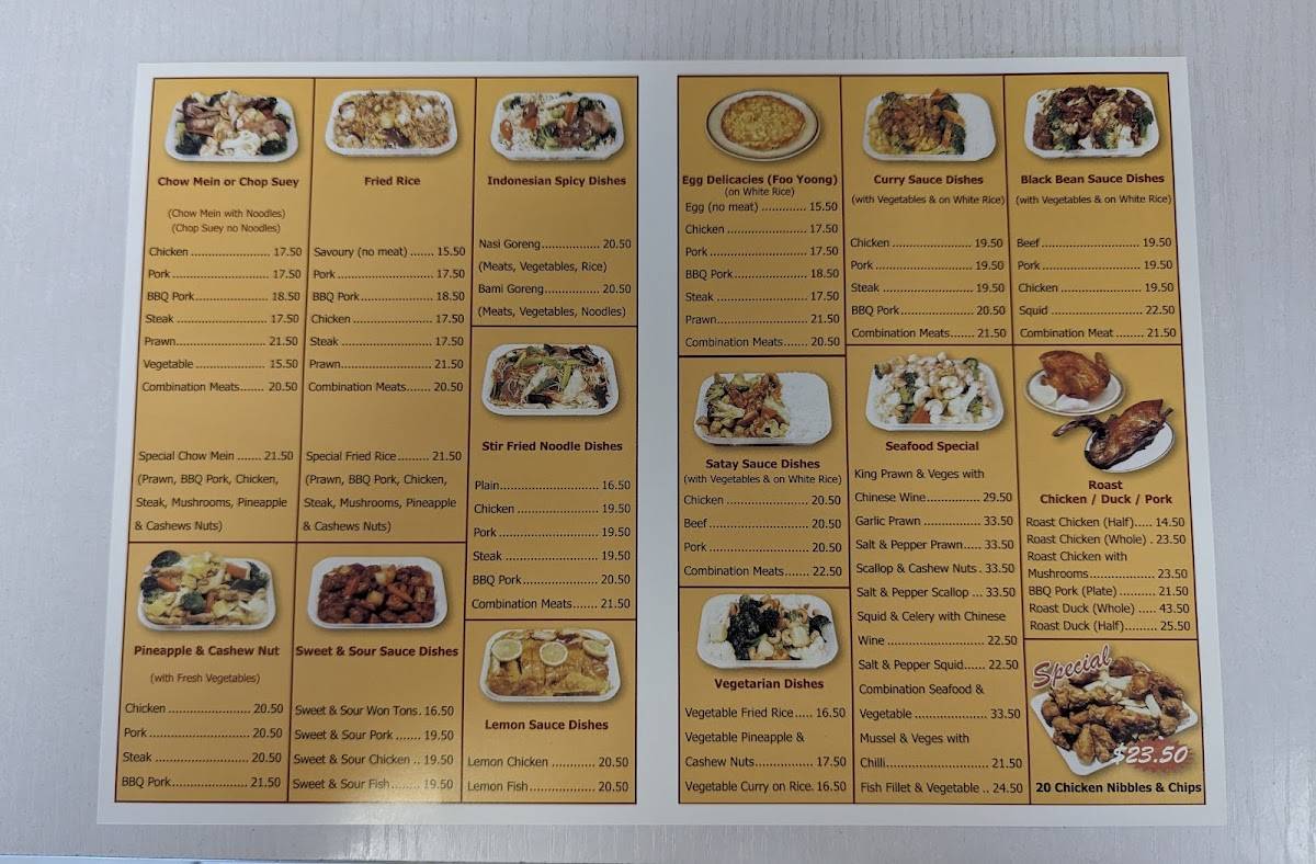 Menu at New Ruby Restaurant, Auckland