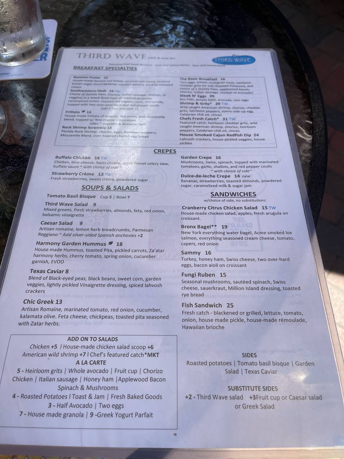 Menu at Third Wave Cafe & Wine Bar, New Smyrna Beach