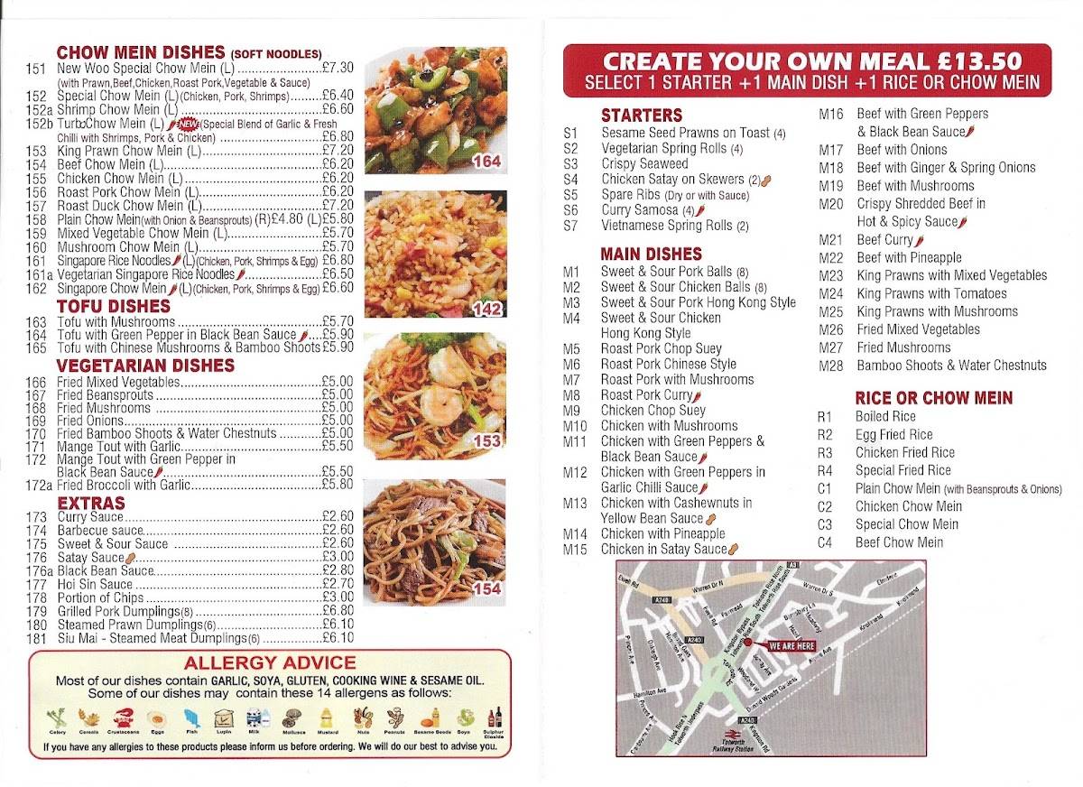 Menu at New Woo fast food, Surbiton, 28 Tolworth Rise S
