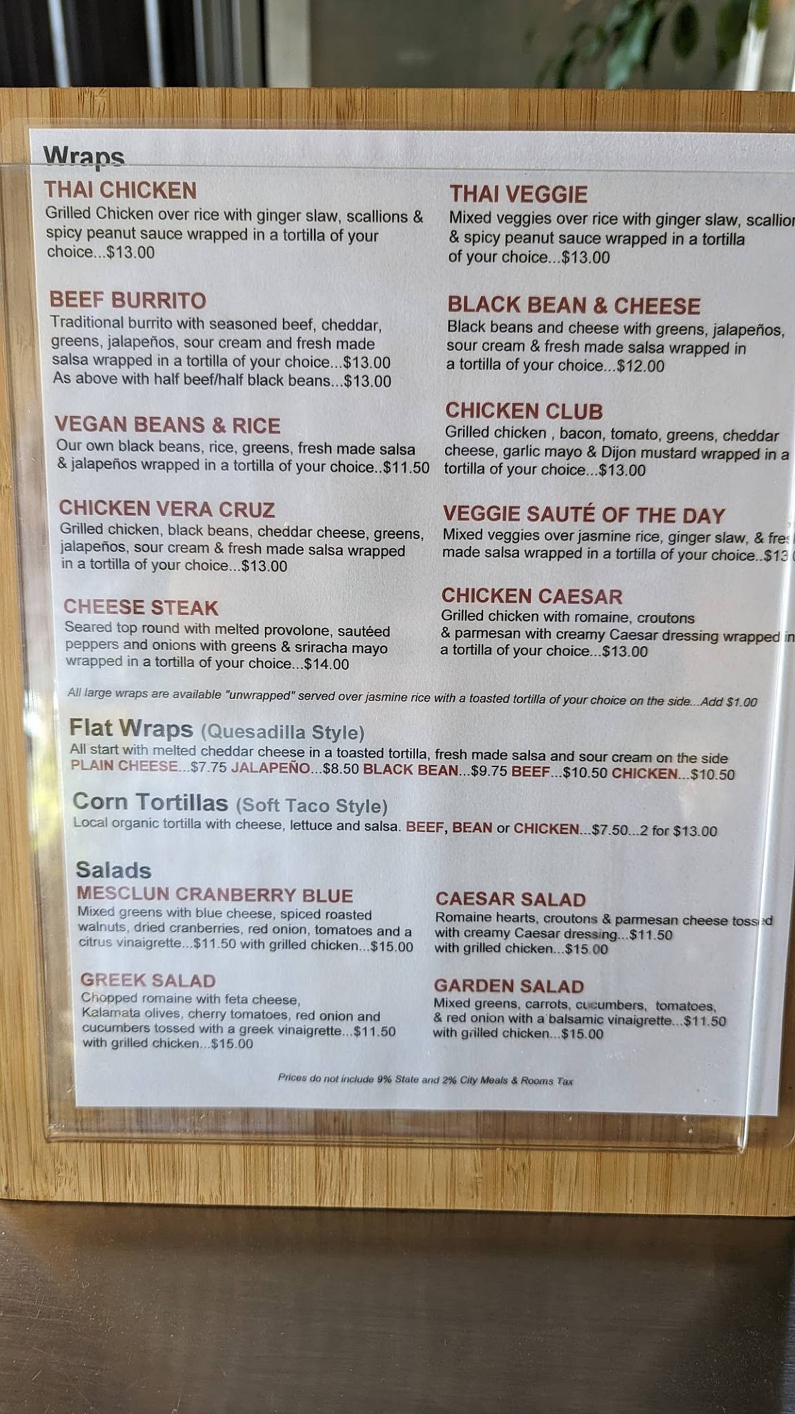 Menu at New World Tortilla restaurant, Burlington, 696 Pine St