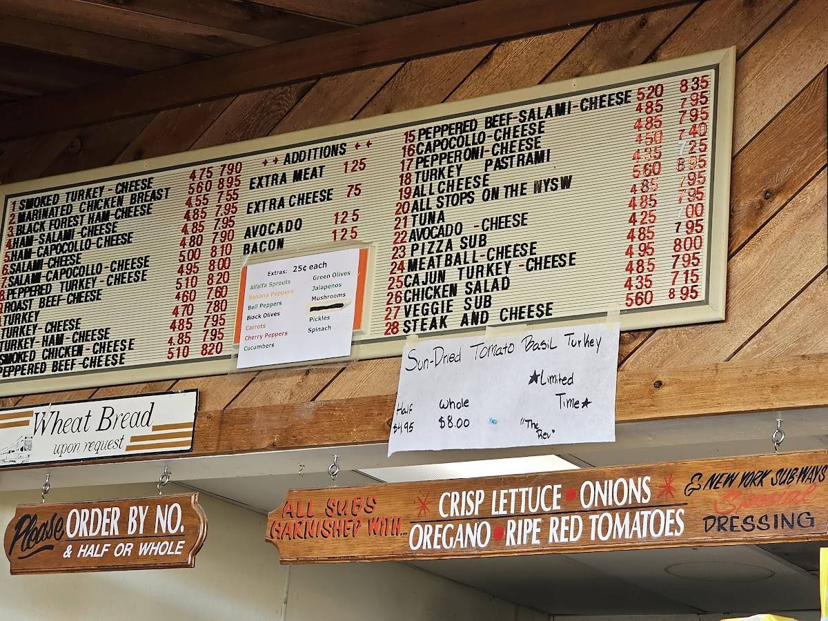 Menu at New York Sub-Way fast food, Denton
