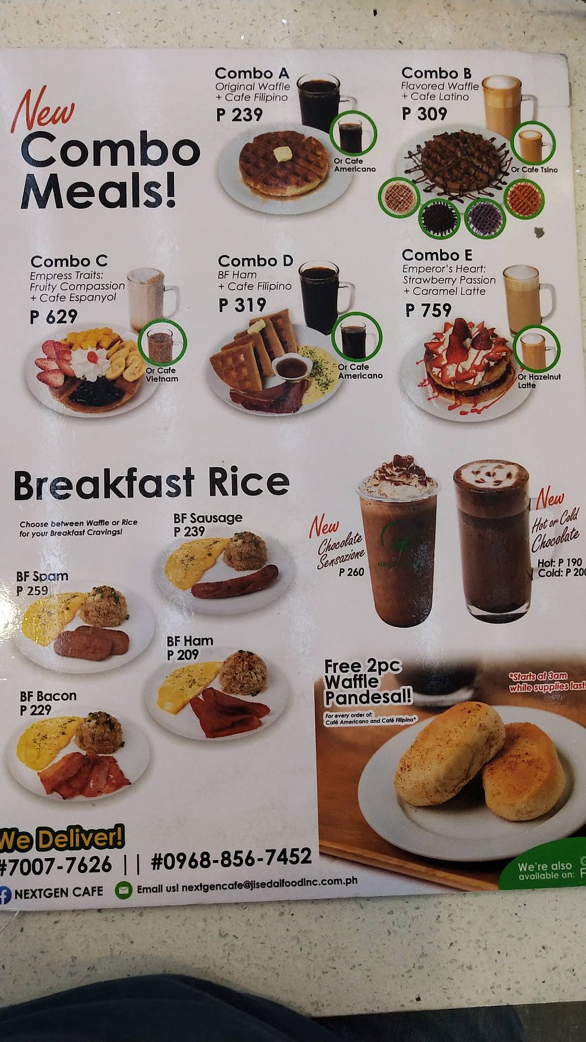 Menu at NextGen Cafe, Quezon City