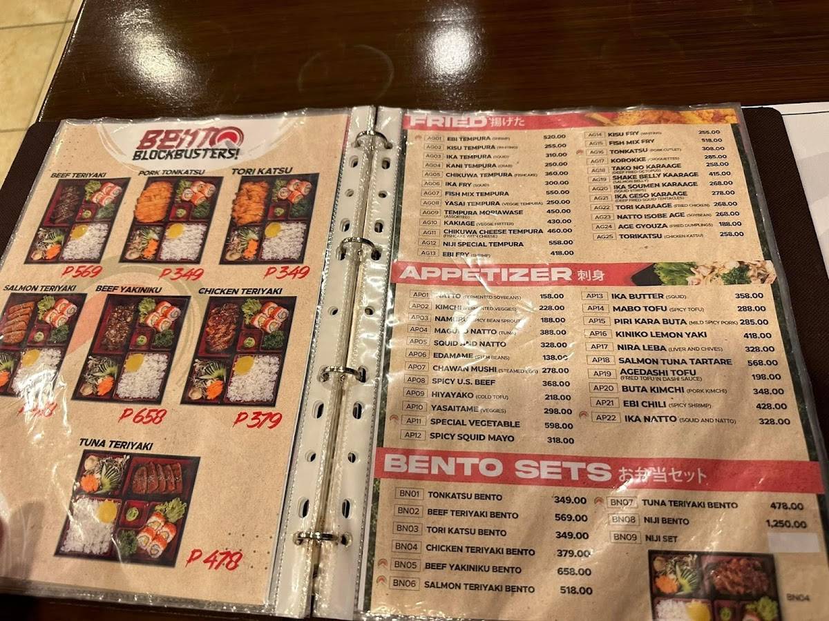 Menu at Niji Japanese Restaurant, Angeles, Don Juico Avenue