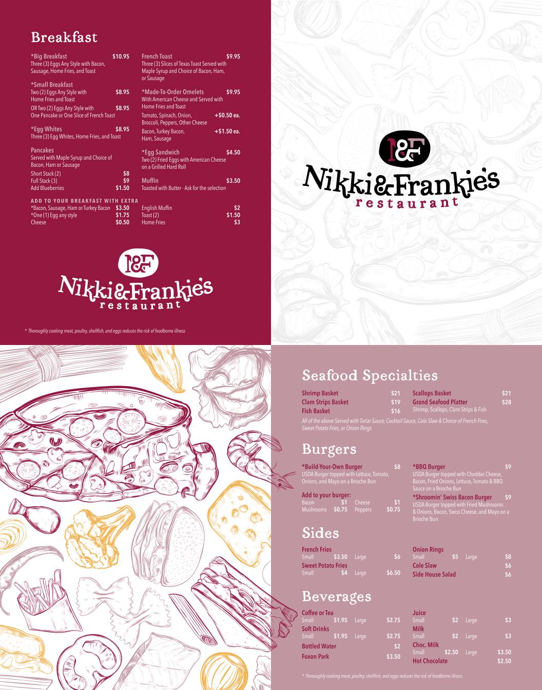 Menu at Nikki & Frankie's restaurant, New Haven