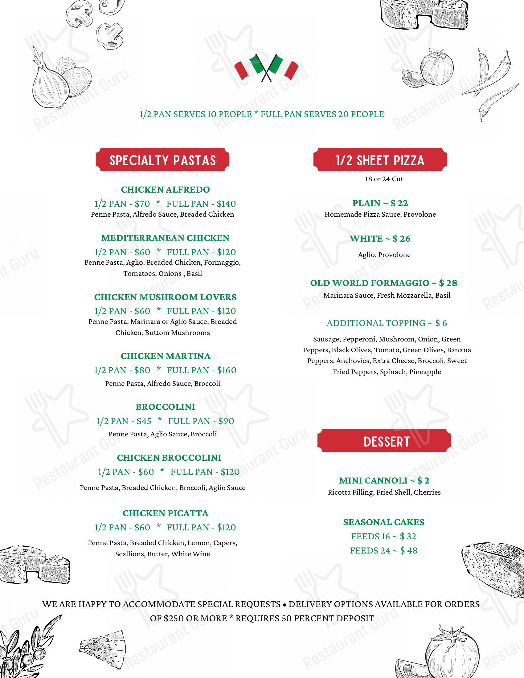 Menu at Nino's Italian Restaurant, North Ridgeville