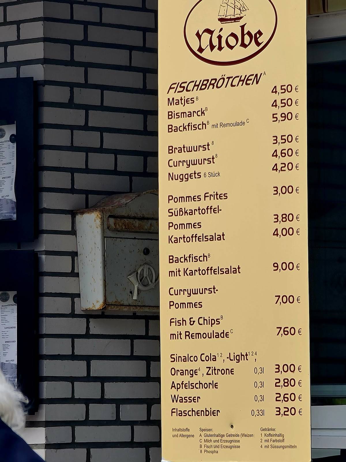 Speisekarte von Niobe Imbiss restaurant, Fehmarn