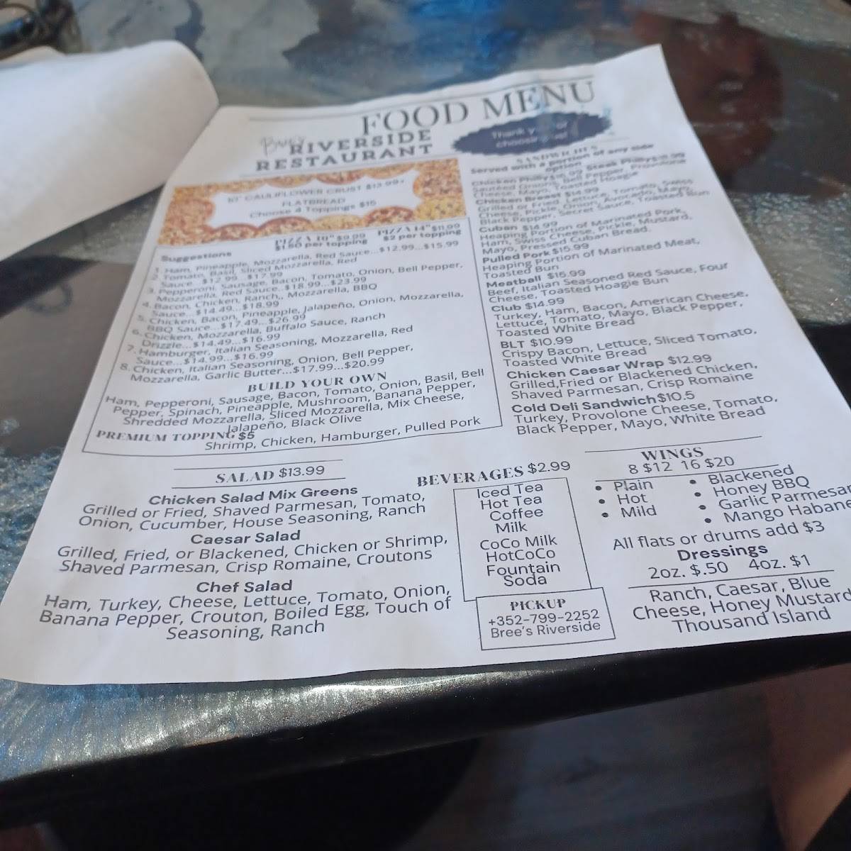 Menu at Bree’s Riverside Restaurant, Nobleton