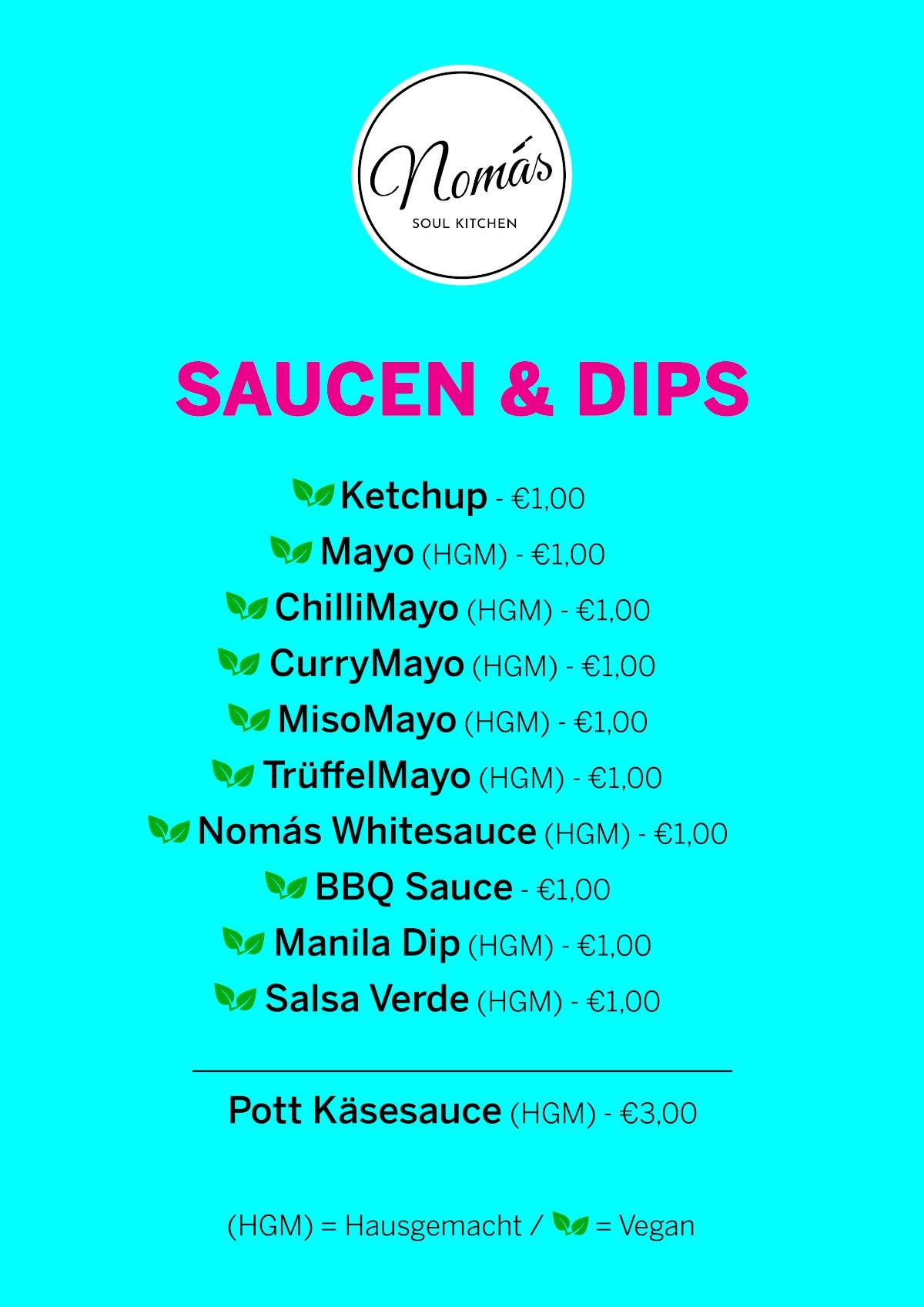 Speisekarte von Nomás Soul Kitchen restaurant, Köln