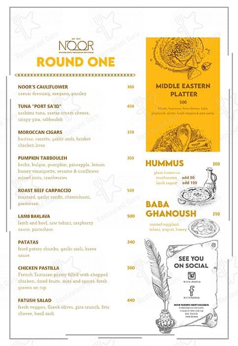 Menu at NOOR MANILA restaurant, Taguig, f133 Forbestown Rd