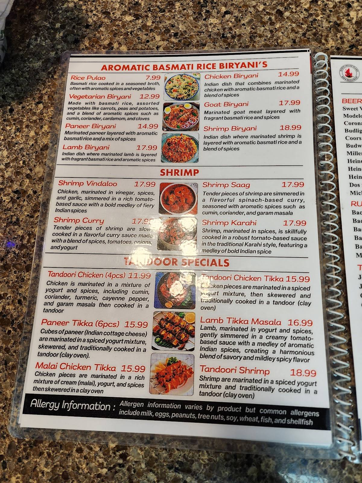 Menu at North Indian Flame Bar & Restaurant, Calhoun