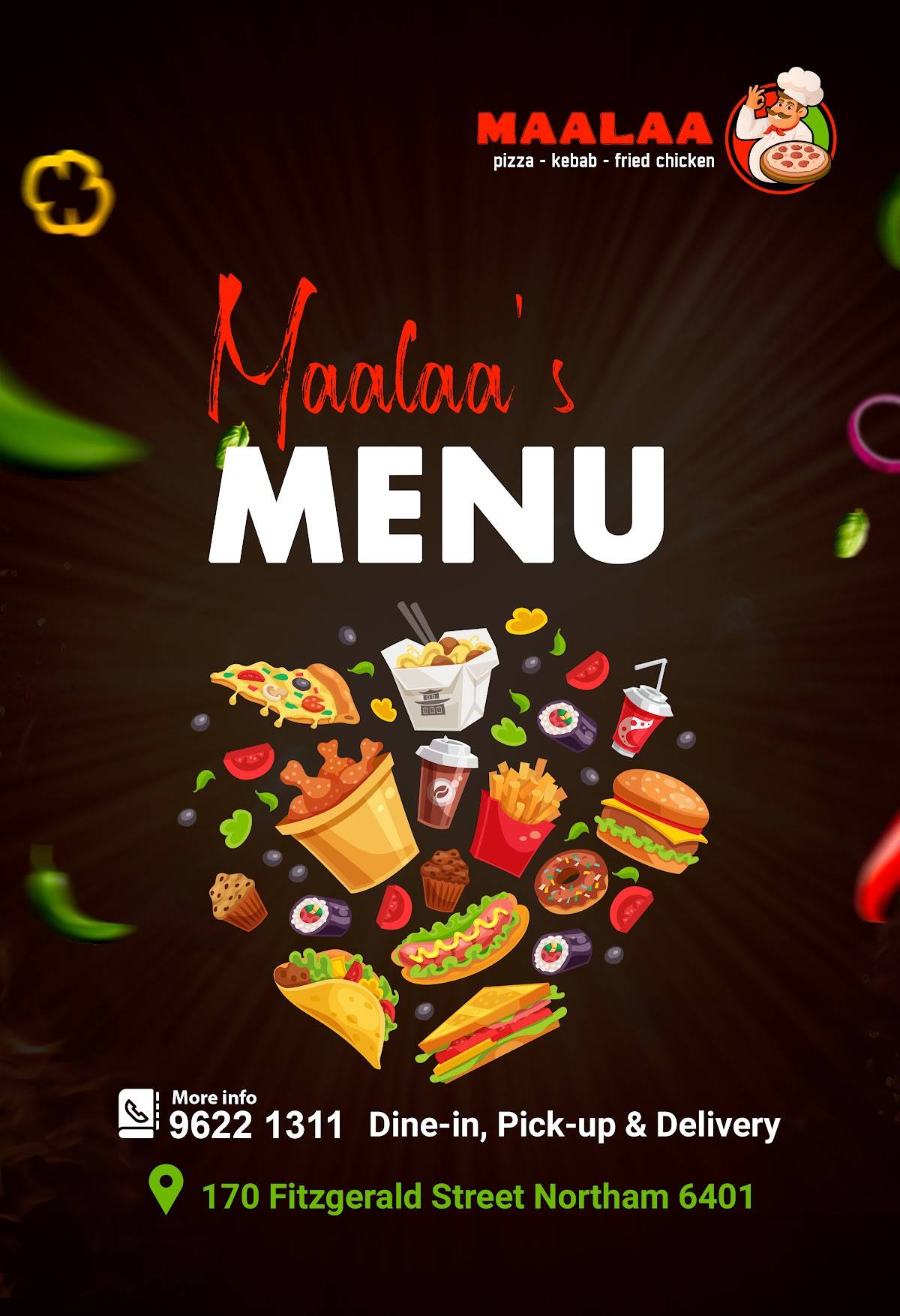 Menu at Maalaa restaurant, Northam