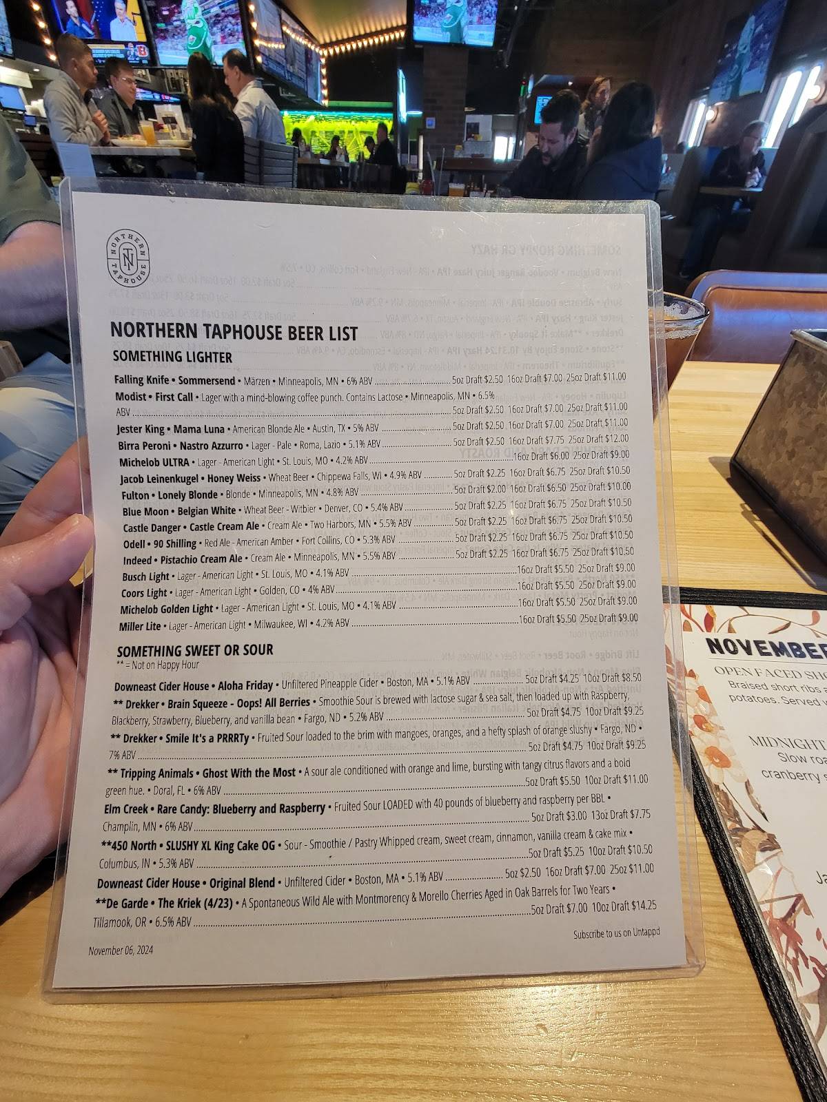 Menu at Northern Taphouse- Plymouth pub & bar, Plymouth