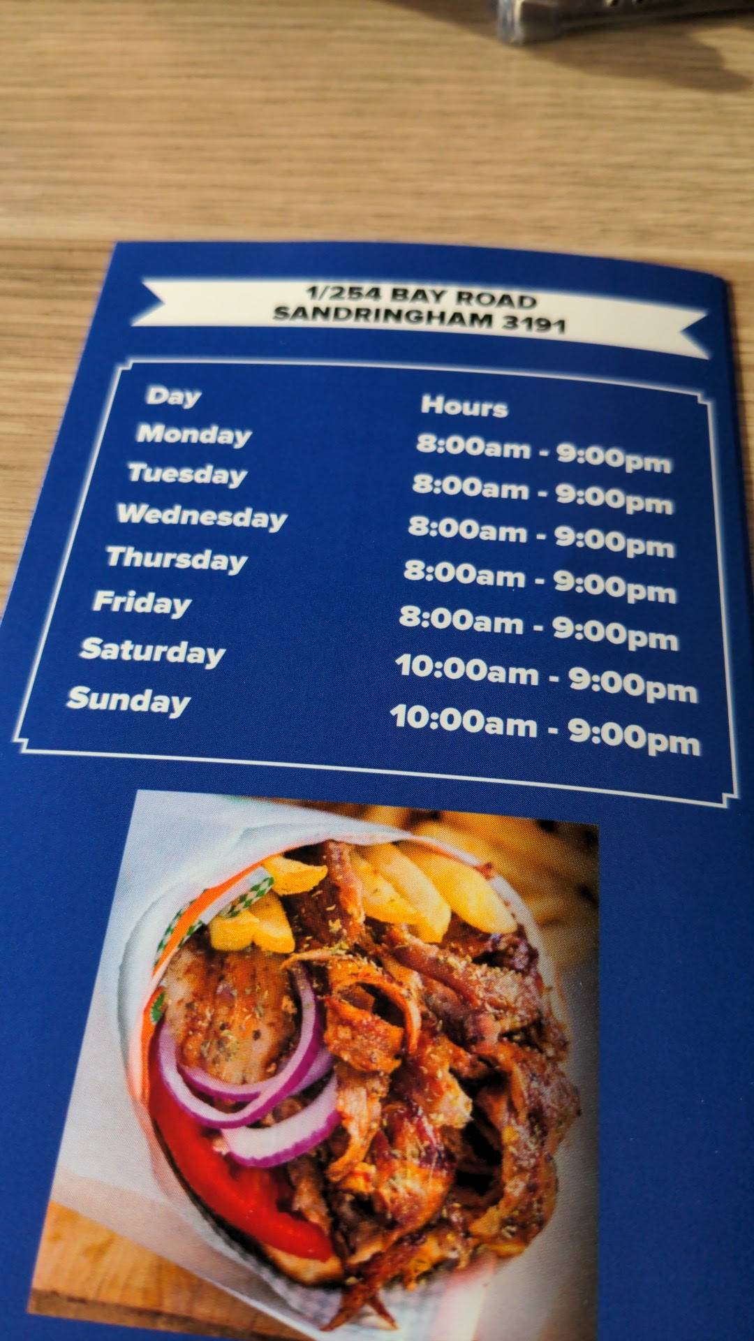 Menu at Noti's Souvlaki on Bay restaurant, Sandringham