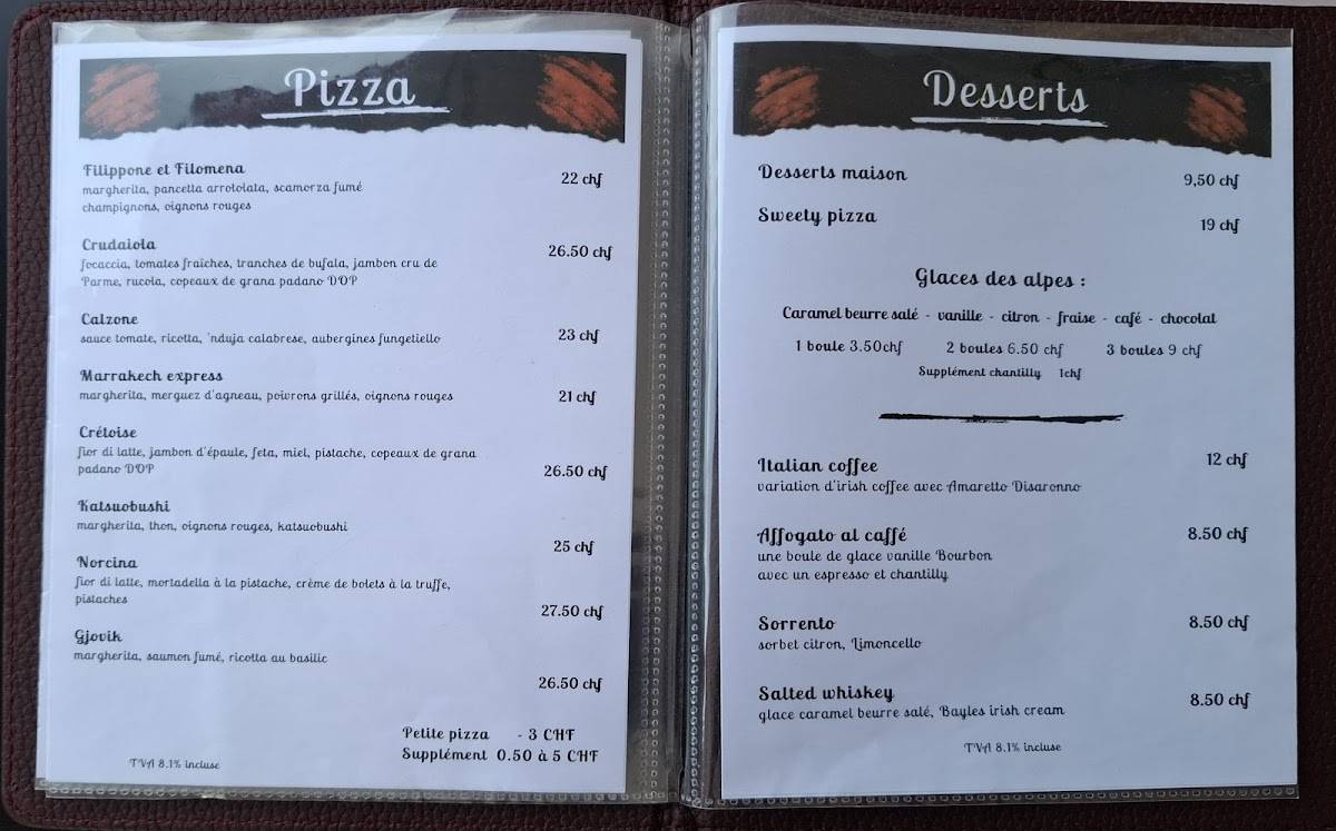 Menu au Notos Bar Restaurant, Le Chenit