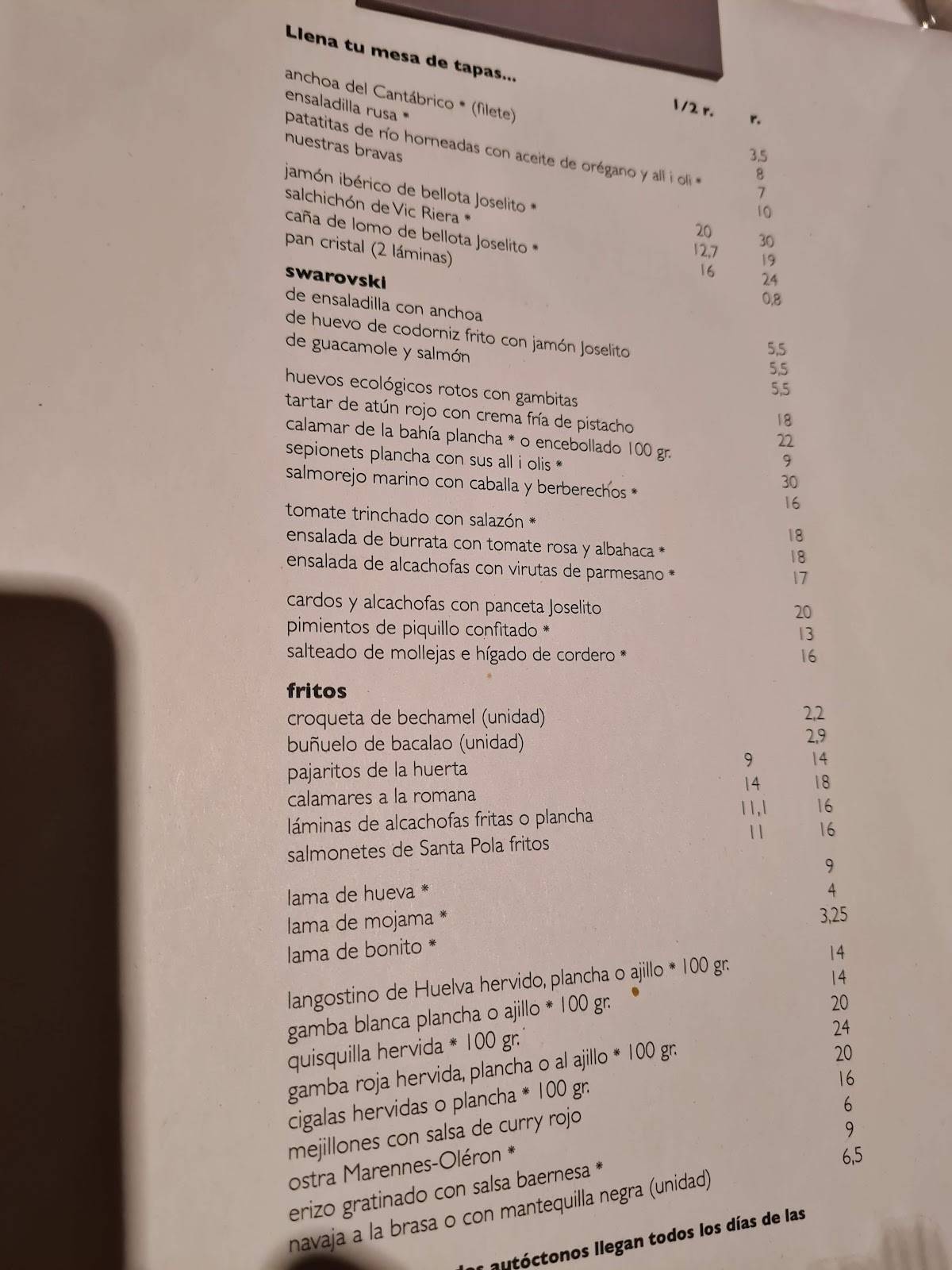 Carta del restaurante Nou Manolín, Alicante, Calle Villegas
