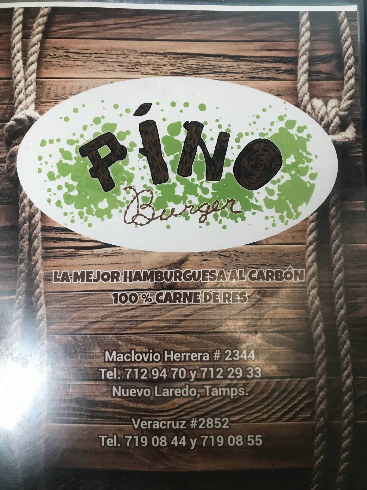 Carta del restaurante Pino Burger, Nuevo Laredo, C. Veracruz 2852