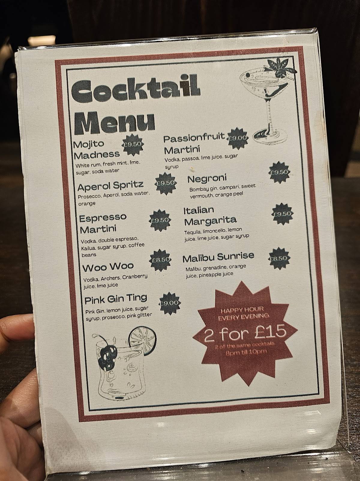 Menu at Number ten restaurant, Lynton