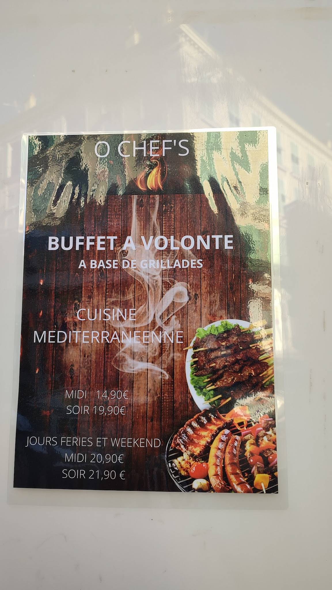 Menu au O Chef’s restaurant, Menton