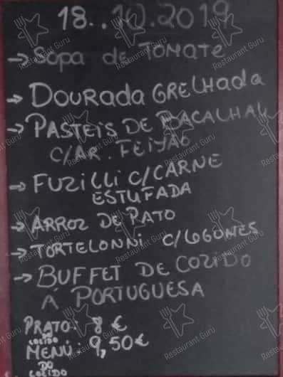 Menu at O Ginásio restaurant, Lisbon