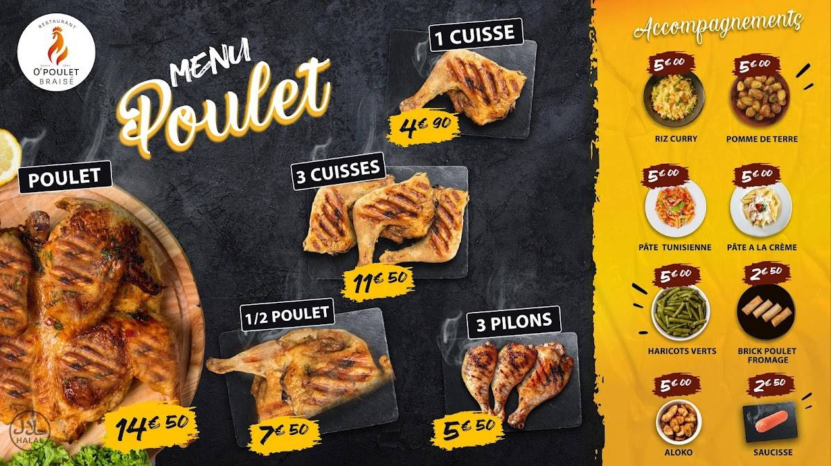 Menu at O Poulet Braisé restaurant, Saran