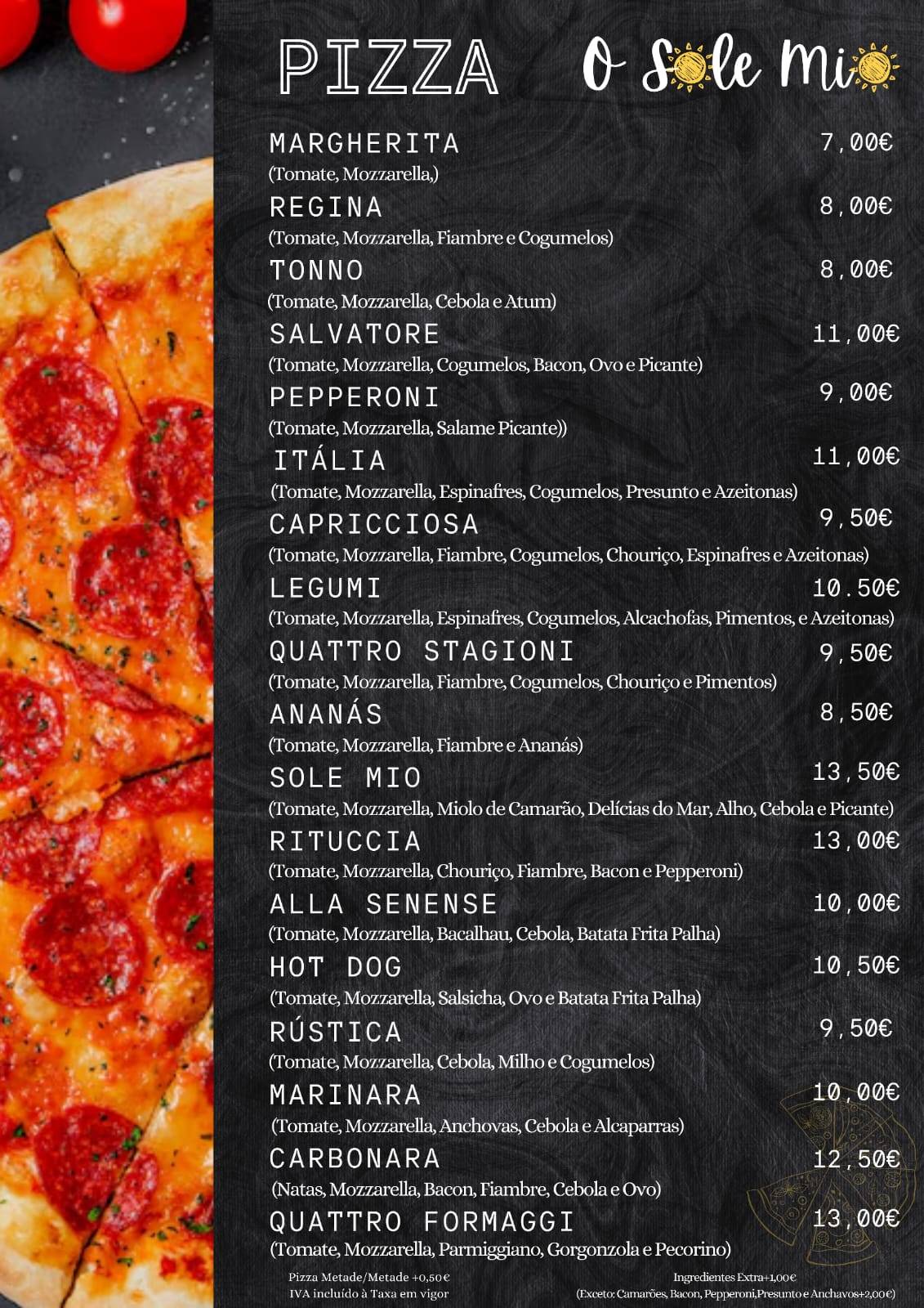 Menu at O Sole Mio restaurant, Seia