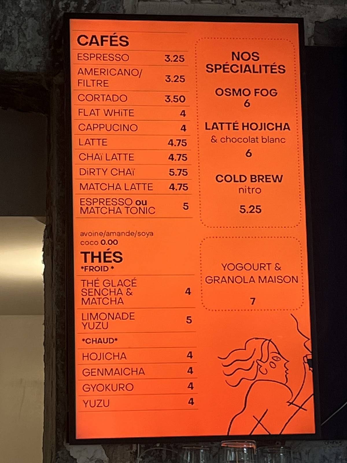 Menu at OSMO X MARUSAN Café-Terrasse, Montréal