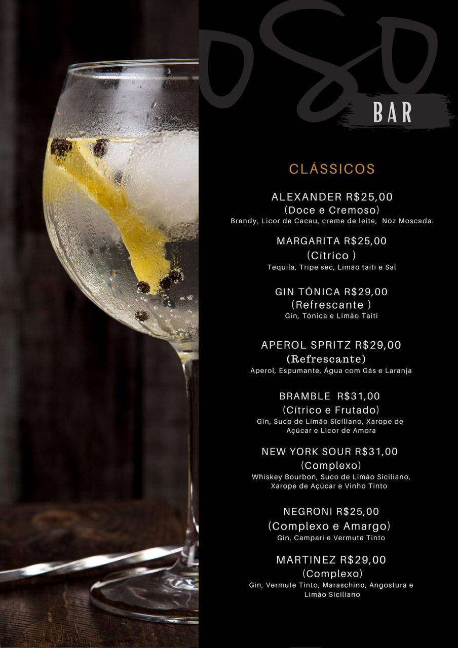 Carta de OSO Restaurante, Bragança Paulista