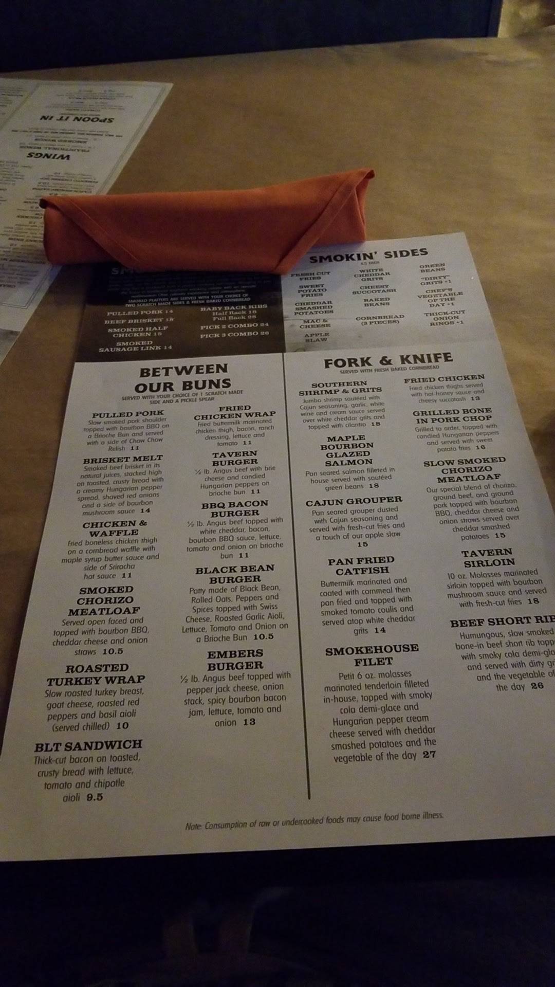 Menu at Oak and Embers Tavern Hudson pub & bar, Hudson