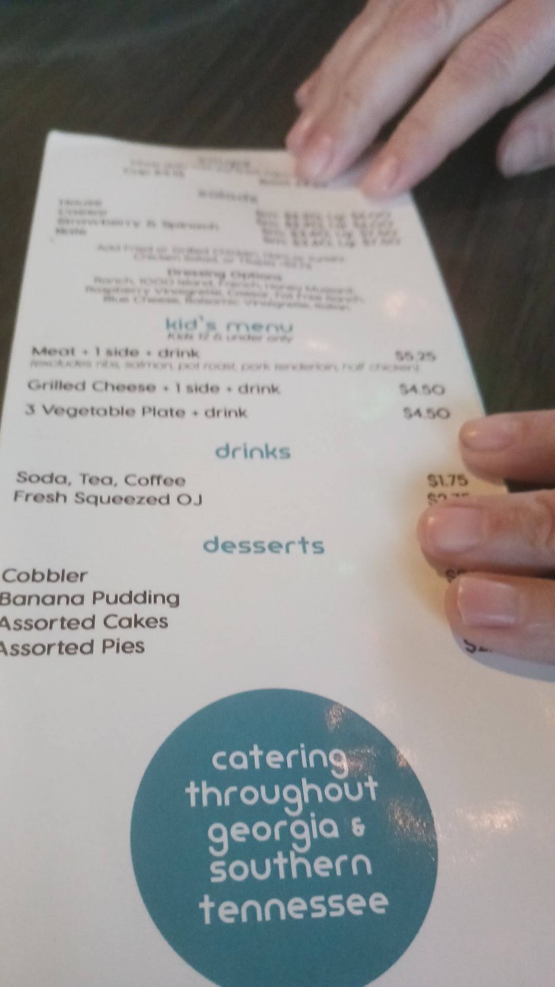 Menu at Oakwood Cafe, Dalton