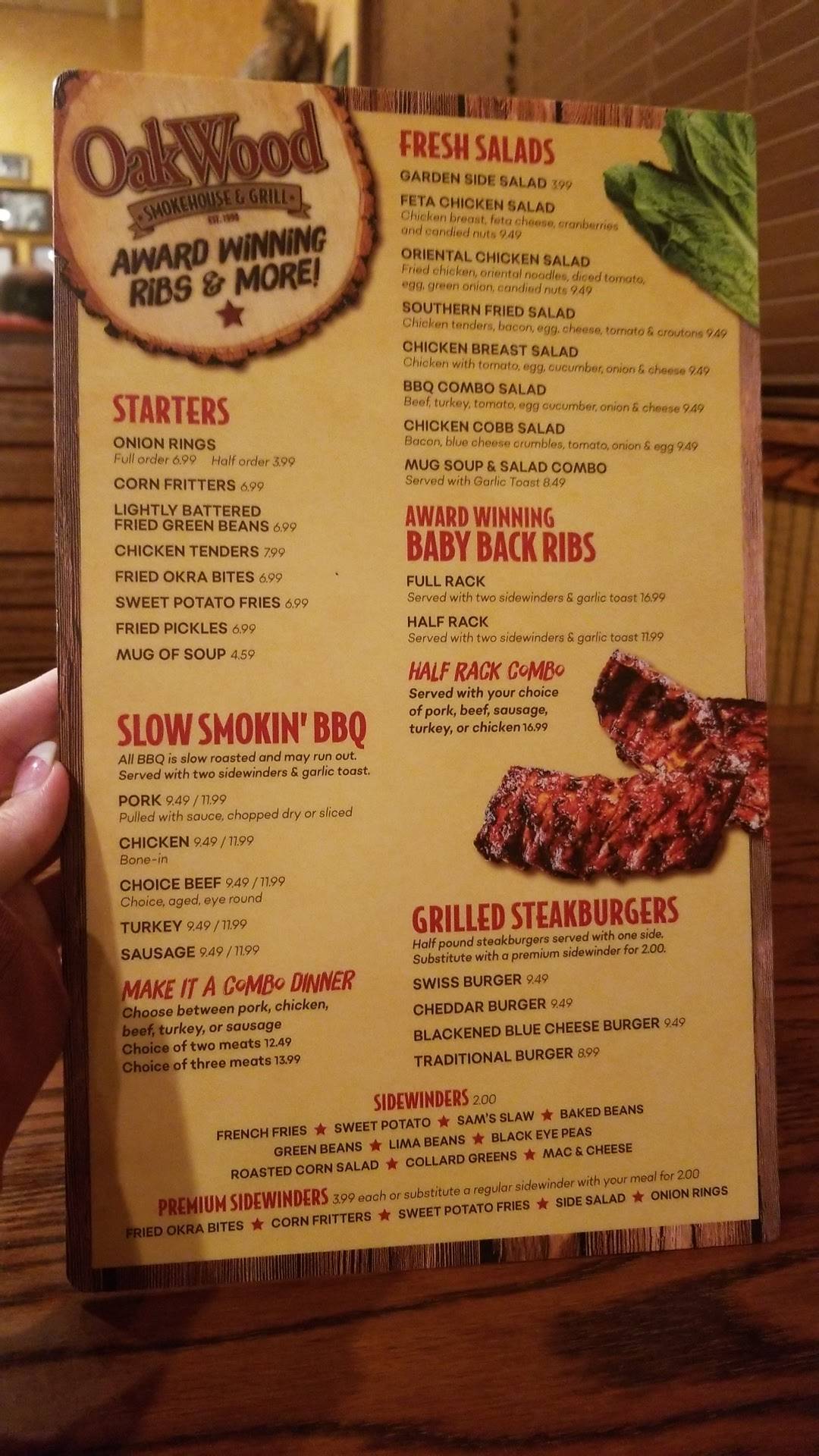Menu at Oakwood Smokehouse & Grill BBQ, Eustis