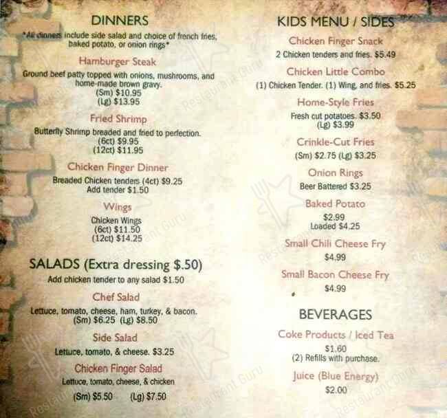 Menu at Oasis Bar & Grill, Cottondale