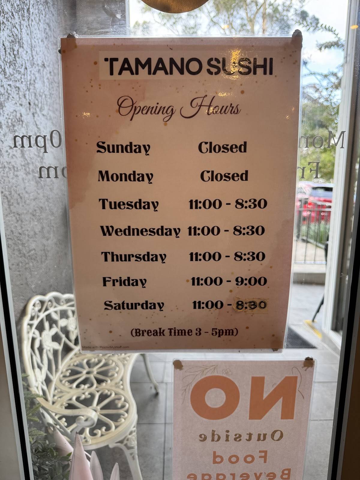 Menu at Tamano Sushi - No Booking, Walk in only restaurant, Oatlands