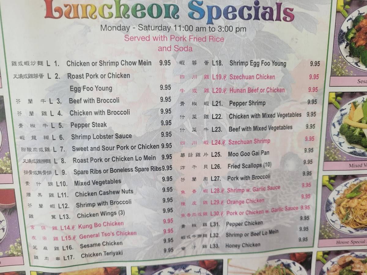 Menu at Ocean Dragon Chinese II restaurant, Pawleys Island