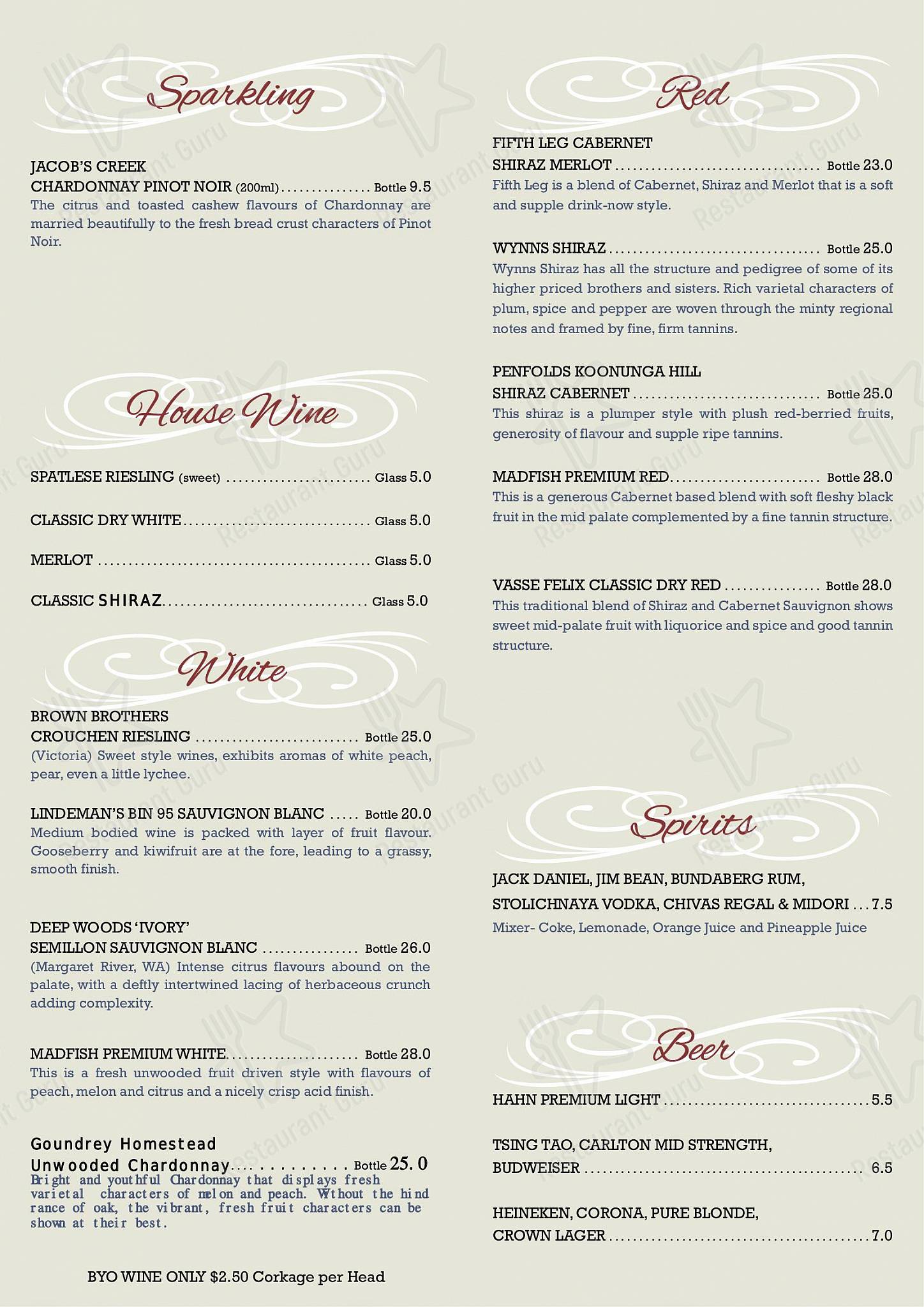 Menu at Ocean Dragon Chinese Restaurant, Watermans Bay