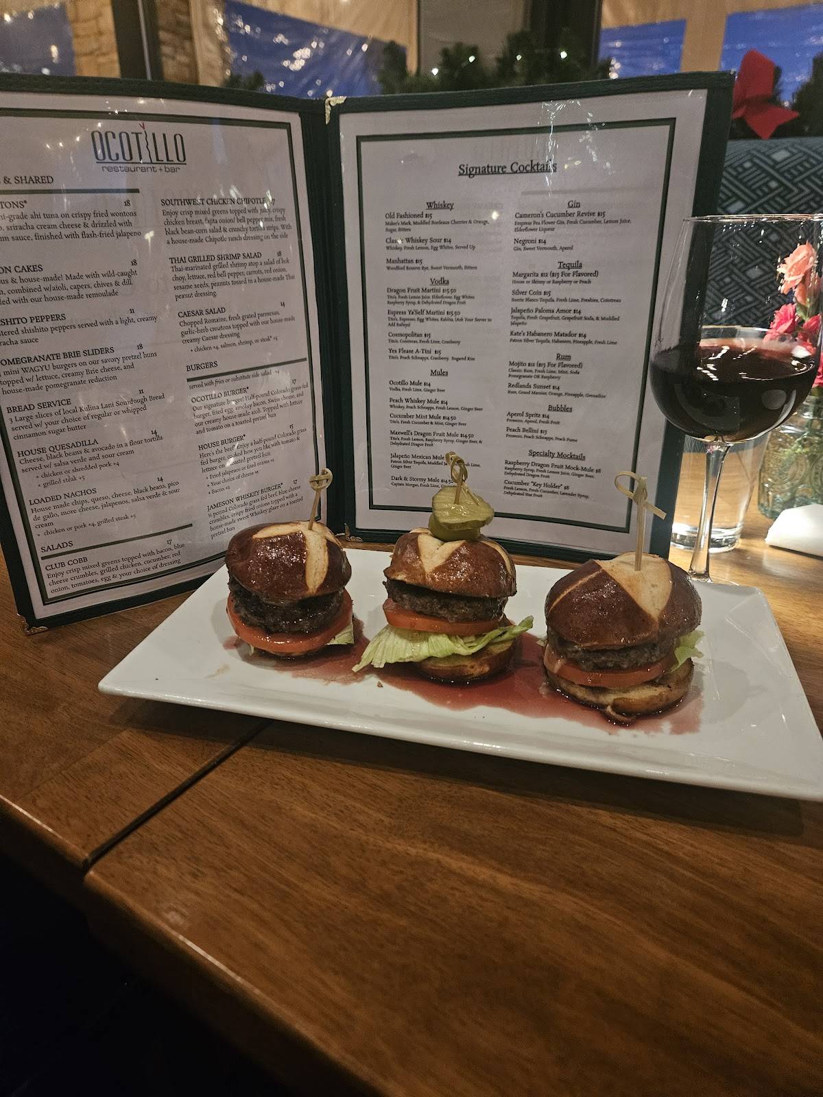 Menu at Ocotillo Restaurant And Bar At Redlands Mesa, Grand Junction