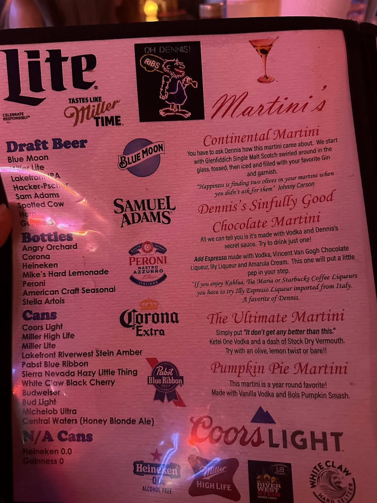 Menu at Oh Dennis! Saloon & Charcoal House BBQ, Racine