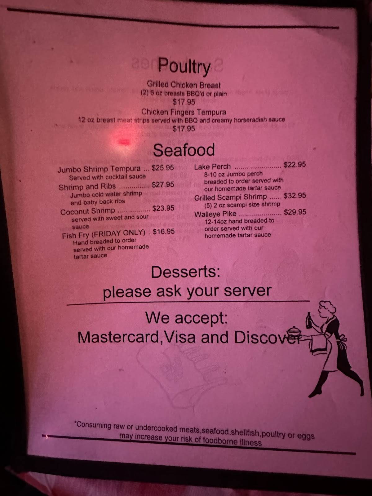 Menu at Oh Dennis! Saloon & Charcoal House BBQ, Racine