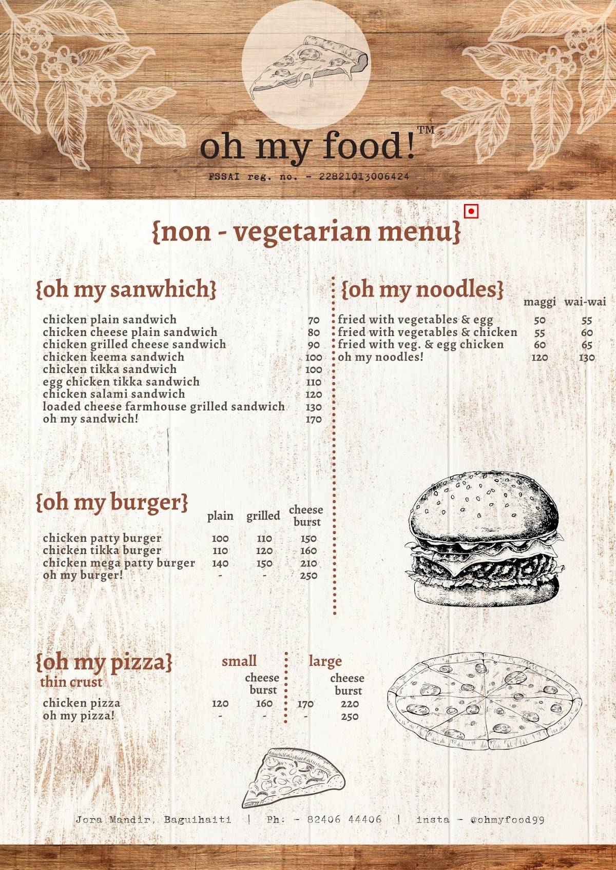 Menu at Oh my food!, Kolkata